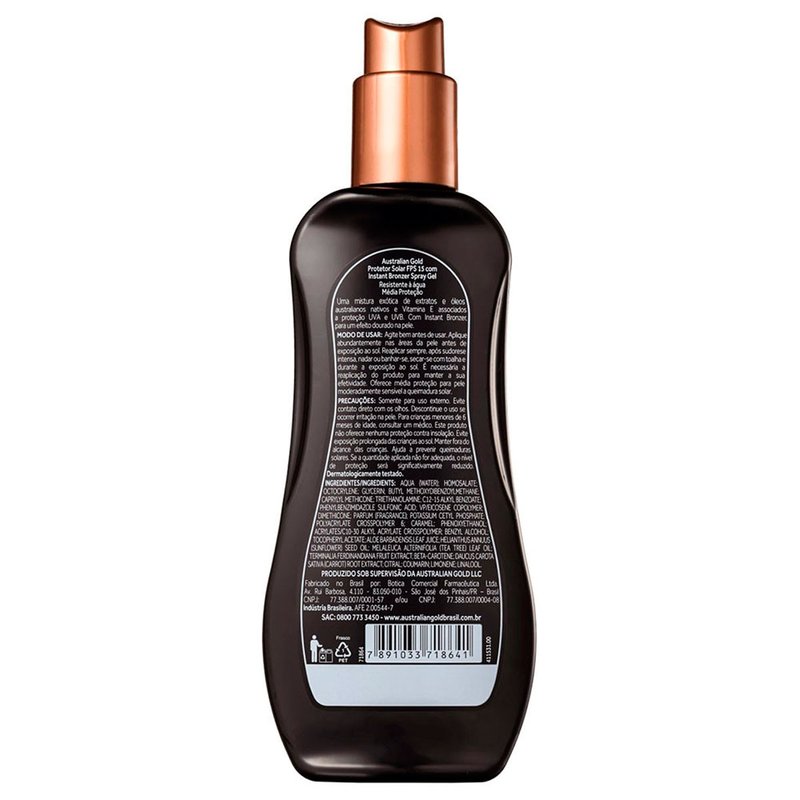 Protetor Bronzeador Spray Gel Australian Gold FPS 30 237g