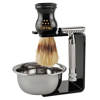 Kit Profissional de Barbear Whal 5 Star Pincel + Barbear + Tigela Preto